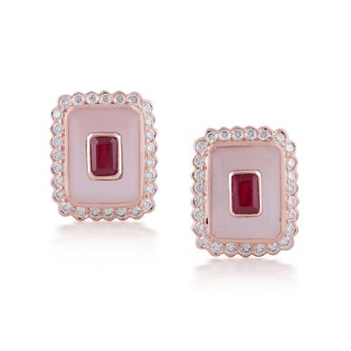 RUBY ROSE QUARTZ AND DIAMOND EARRINGS @ | StoryLTD