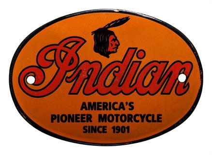 VINTAGE INDIAN MOTORCYCLE ENAMEL SIGN @ | StoryLTD