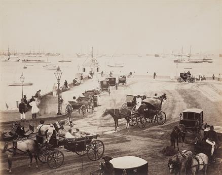 ANONYMOUS - Harbour Ships and Carriages at Apollo Bunder or Wellington ...